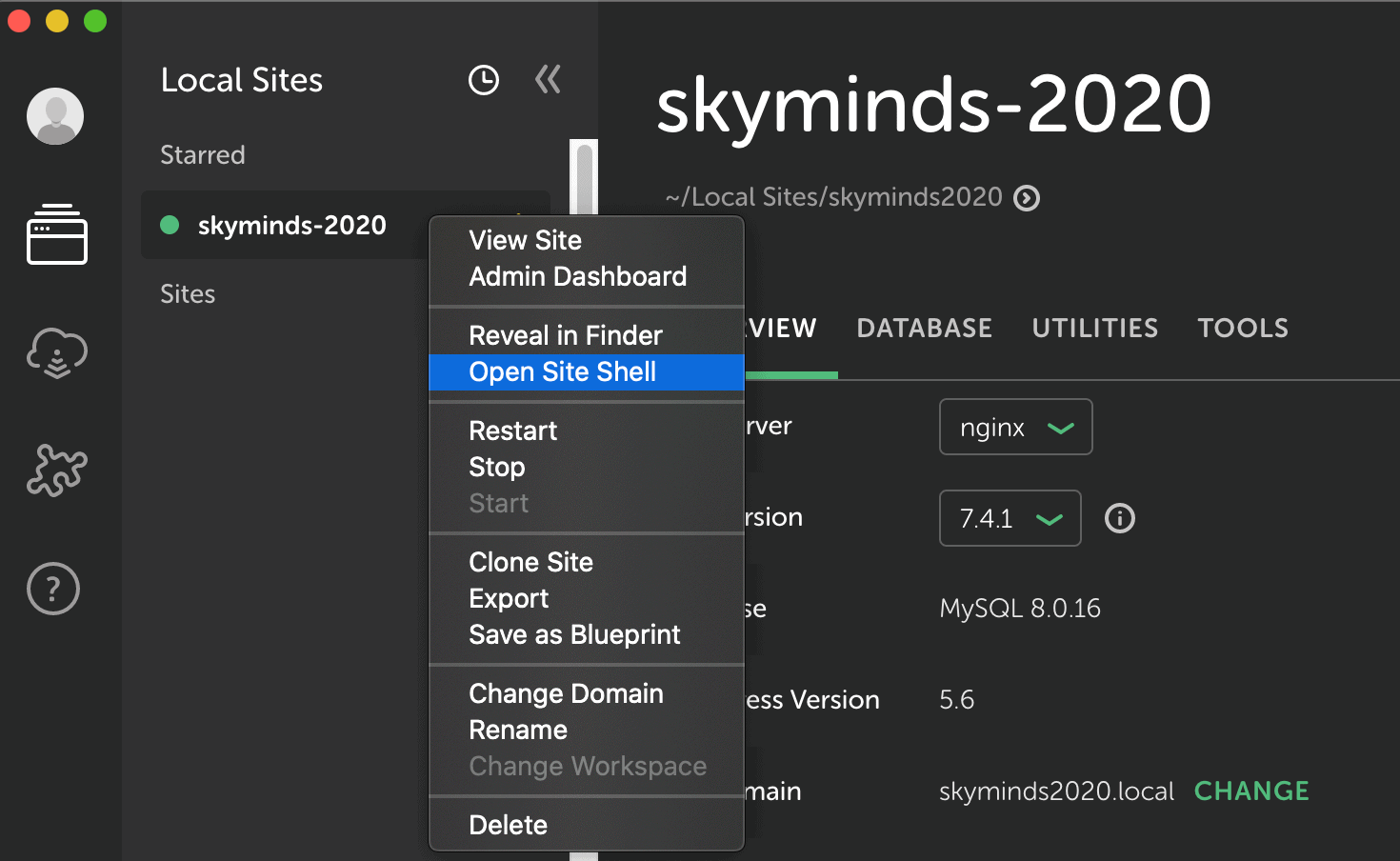 Local : import de base de données avec shell | SkyMinds.Net